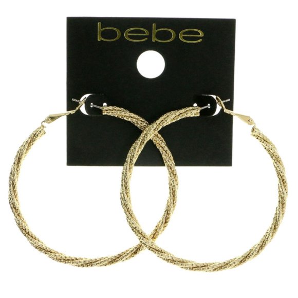 bebe | Jewelry | Bebe Lightcatching Faceted Gold Hoop Earrings | Poshmark